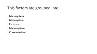 BIOECOLOGICAL SYSTEM THEORY.pptx | Biological Sciences | Science