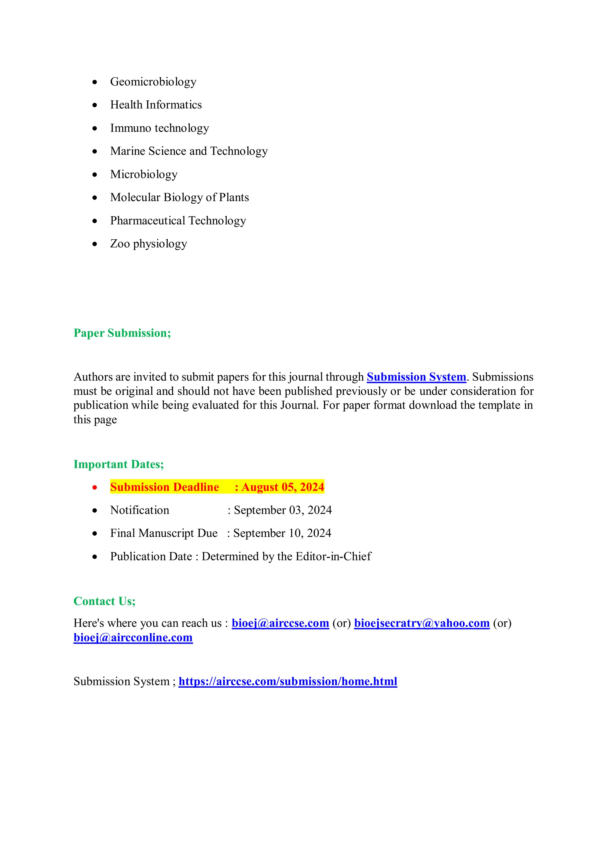 Bioscience & Engineering: An International Journal (BIOEJ) | PDF