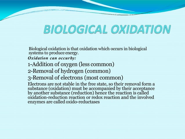 Bioenergetics biological oxidation | PPTX | Chemistry | Science