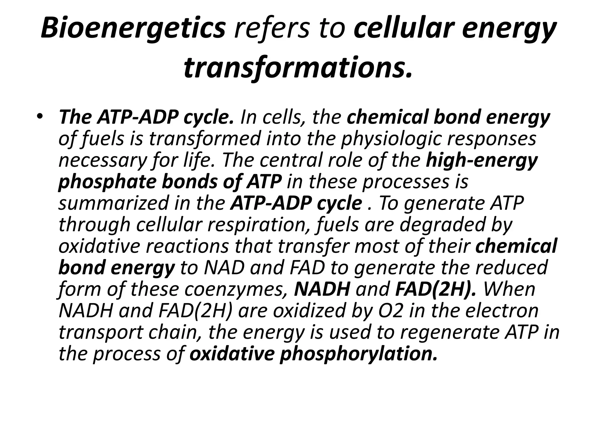 Bioenergetics and electron transport | PPTX