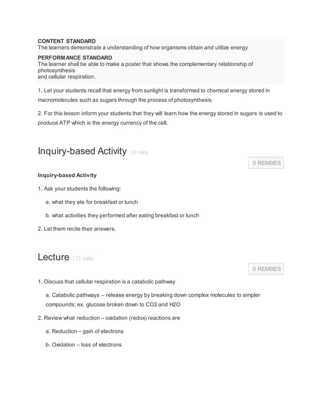 Bioenergetics lesson 1 | PDF