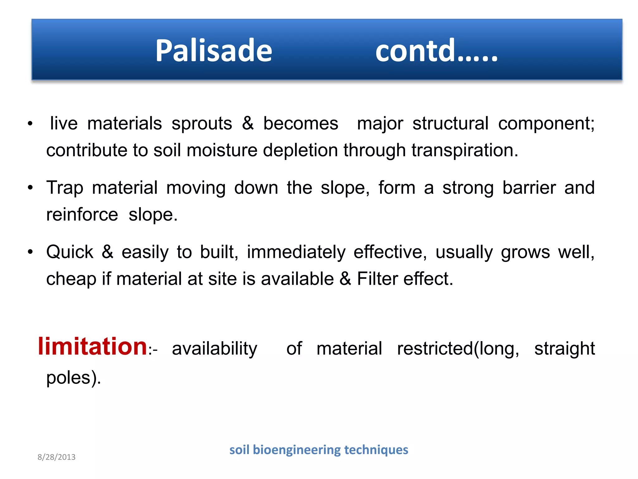 Bio-engineering measures for soil erosion control | PPTX