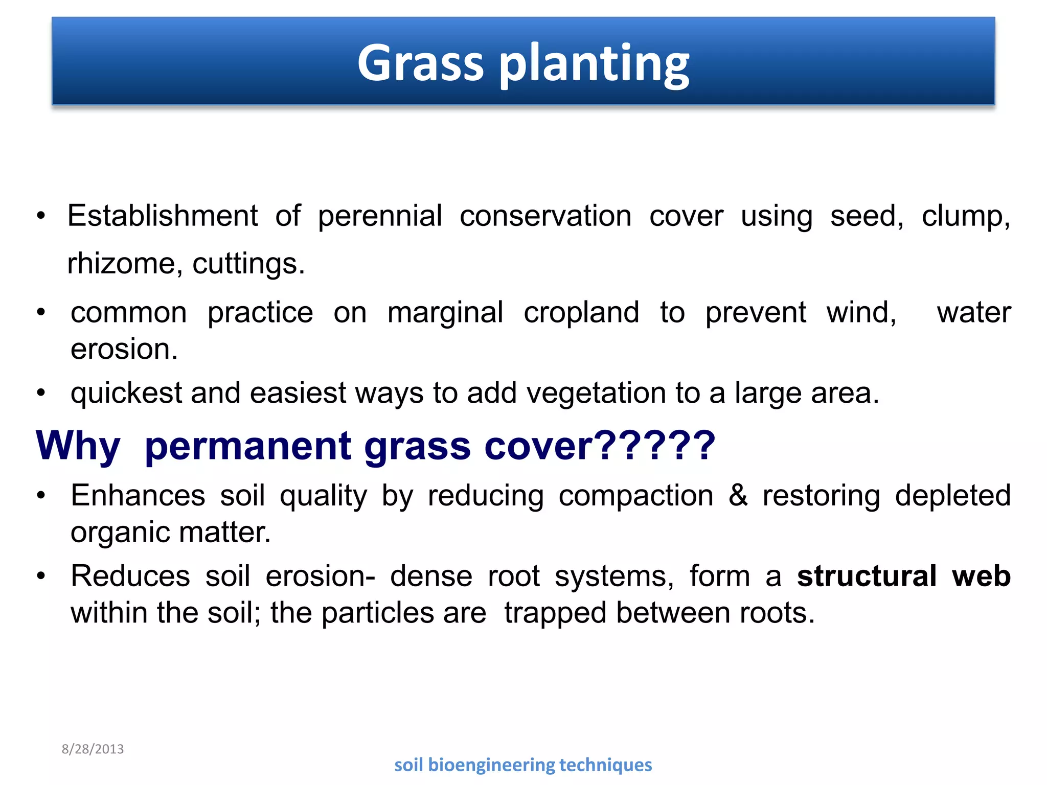 Bio-engineering measures for soil erosion control | PPTX