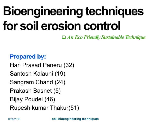 Bio-engineering measures for soil erosion control | PPTX | Agriculture ...