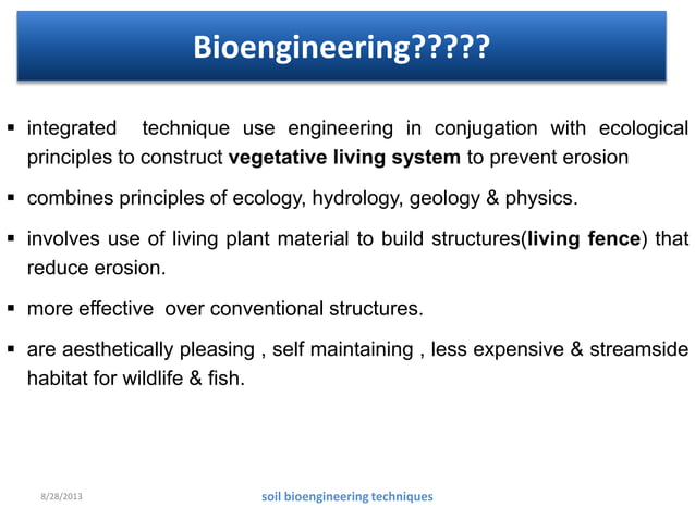 Bio-engineering measures for soil erosion control | PPTX | Agriculture ...