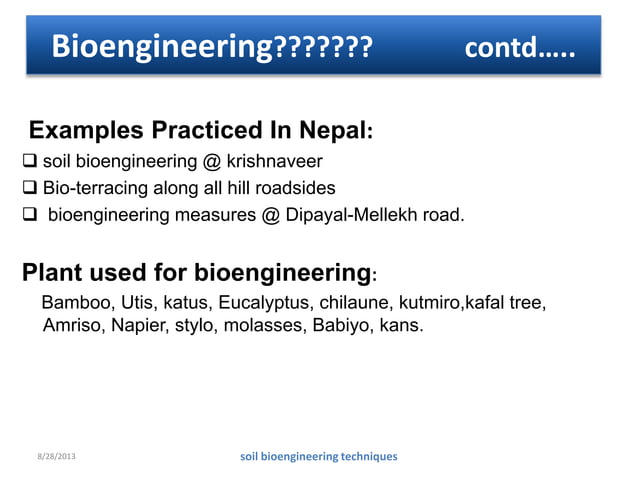 Bio-engineering measures for soil erosion control | PPTX | Agriculture ...