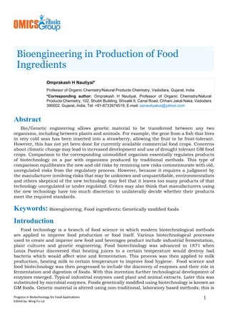 Bioengineering in-production-of-food-ingredients | PDF | Biotech and ...