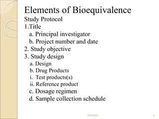 Bioequivalence protocol power point presentation | PPT