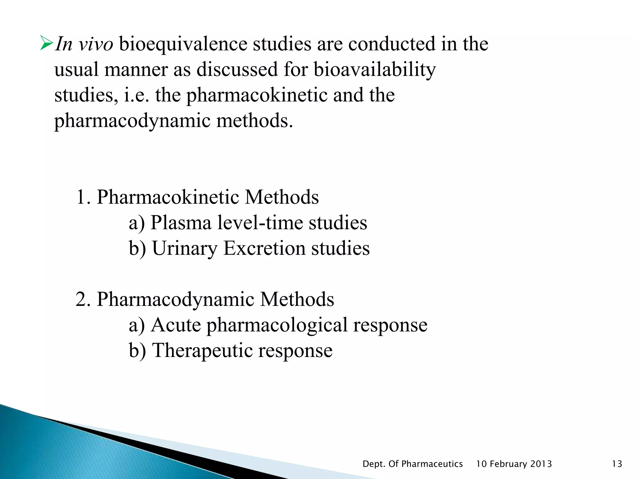 Bioequivalence studies | PPTX