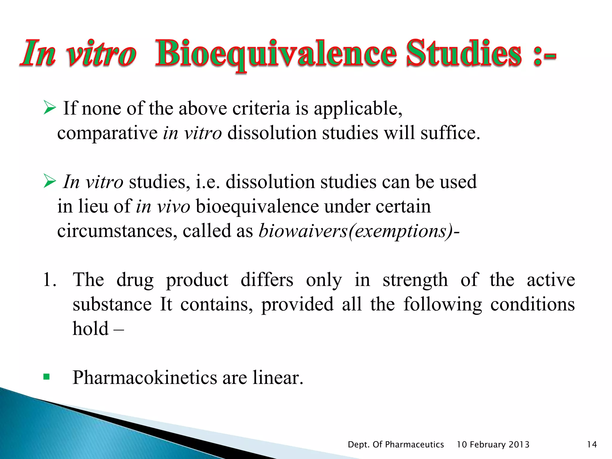 Bioequivalence studies | PPTX