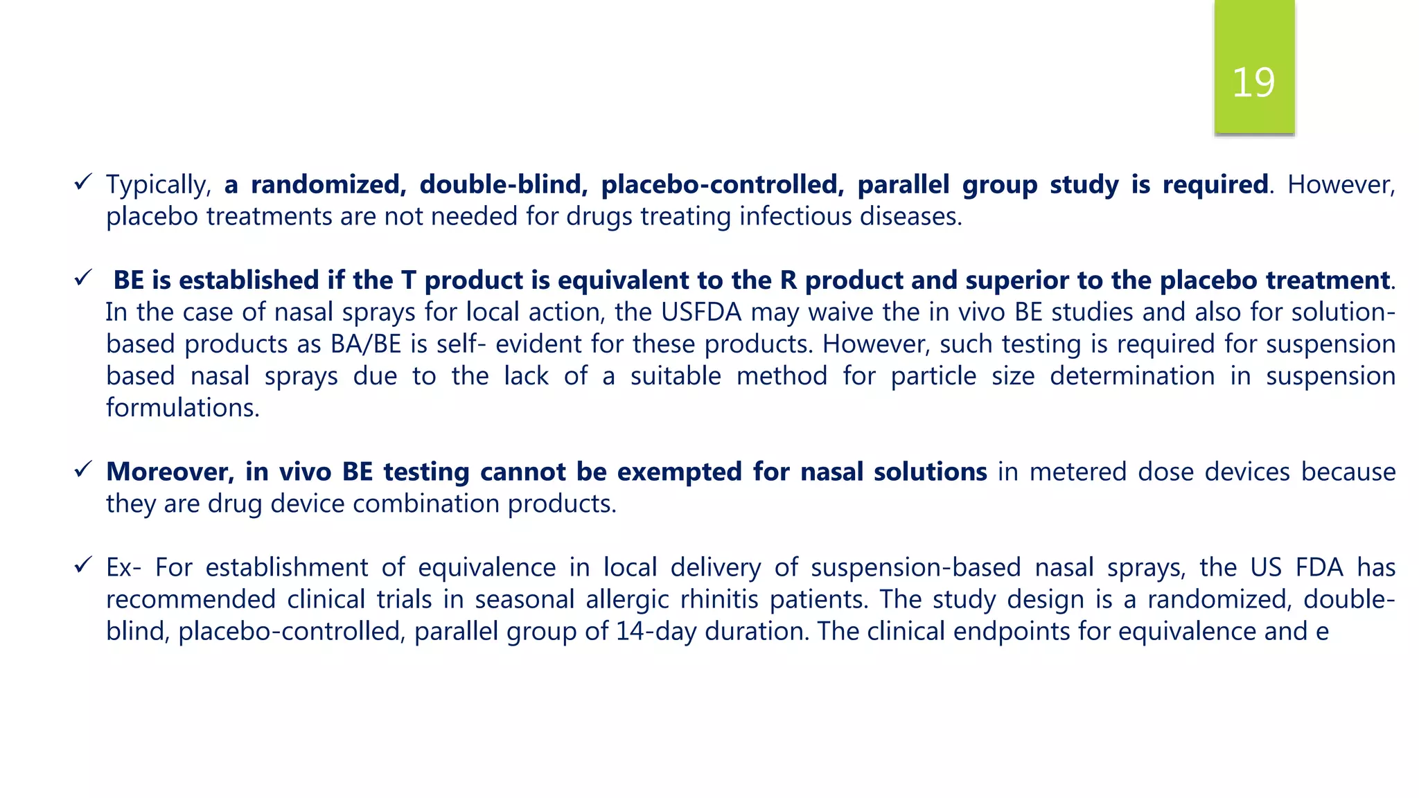 Bioequivalence studies ( Evaluation and Study design) | PPTX