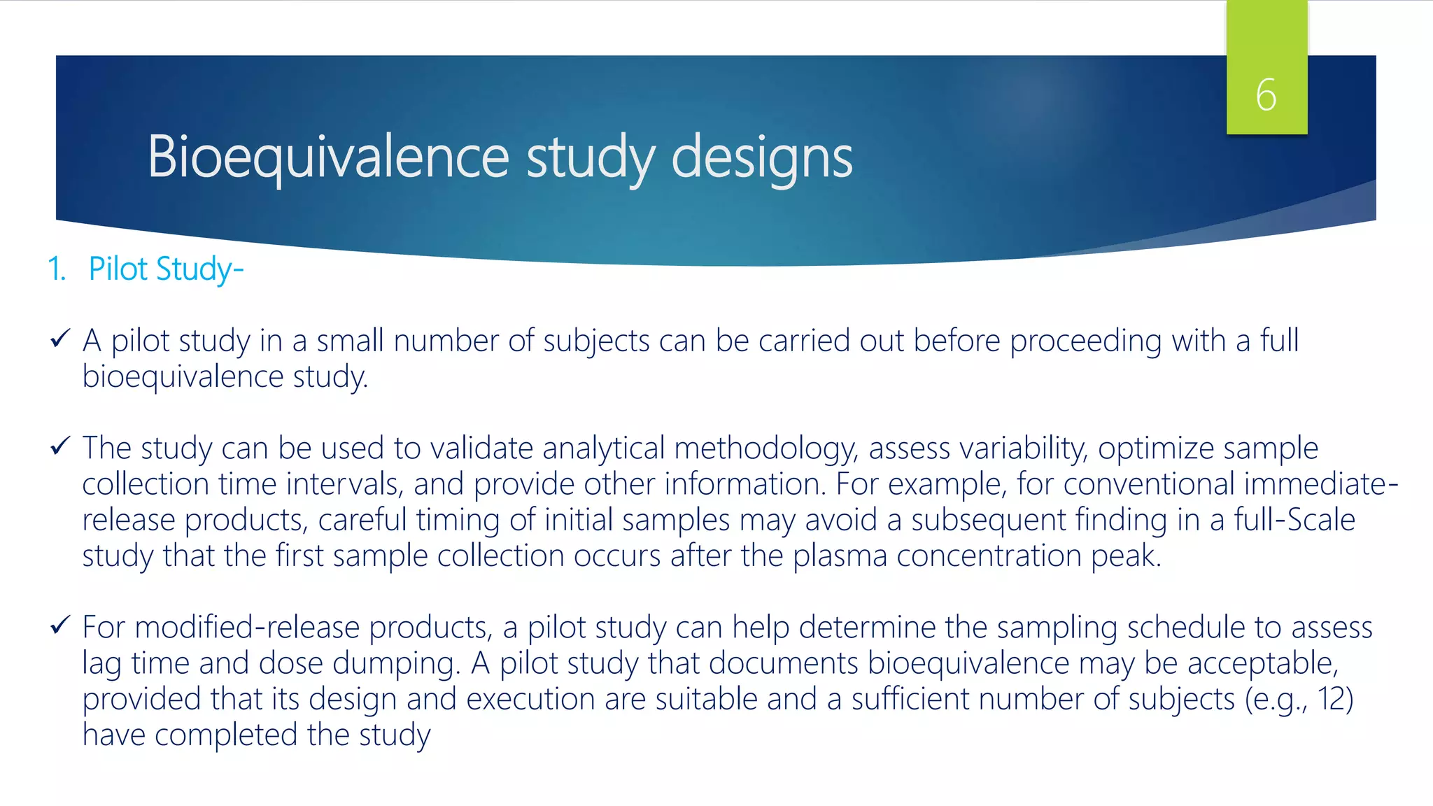 Bioequivalence studies ( Evaluation and Study design) | PPTX