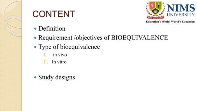 BIOEQUIVALENCE STUDIES.pptx | Pharmaceutical Industry | Industries