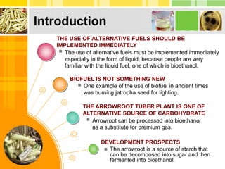 Bioethanol from indonesia's arrowroot tuber | PPT