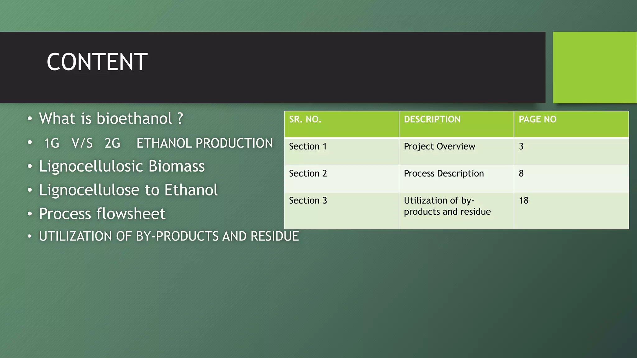 Bioethanol plant design | PPTX