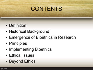 Bioethhics in research | PPTX