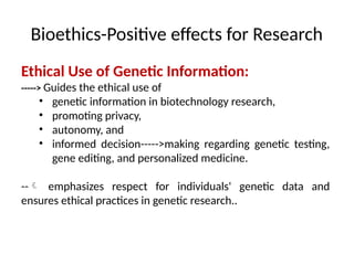 Positive and Negative Effects of Bioethics | PPTX