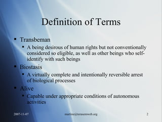 Bioethics of Biostasis | PPT