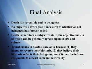 Bioethics of Biostasis | PPT