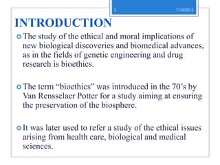 Bioethics and Biosafety | PPTX