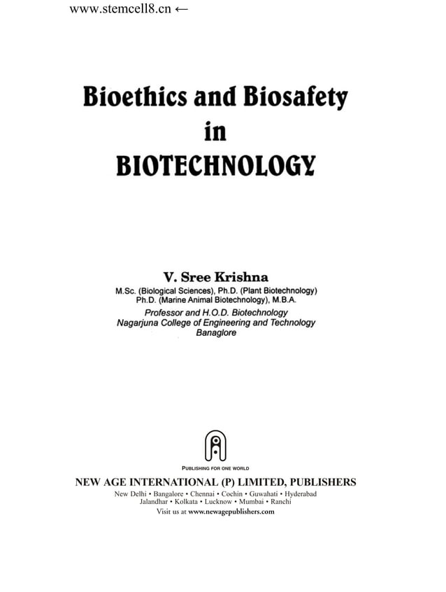 Bioethics and biosafety in biotechnology | PDF