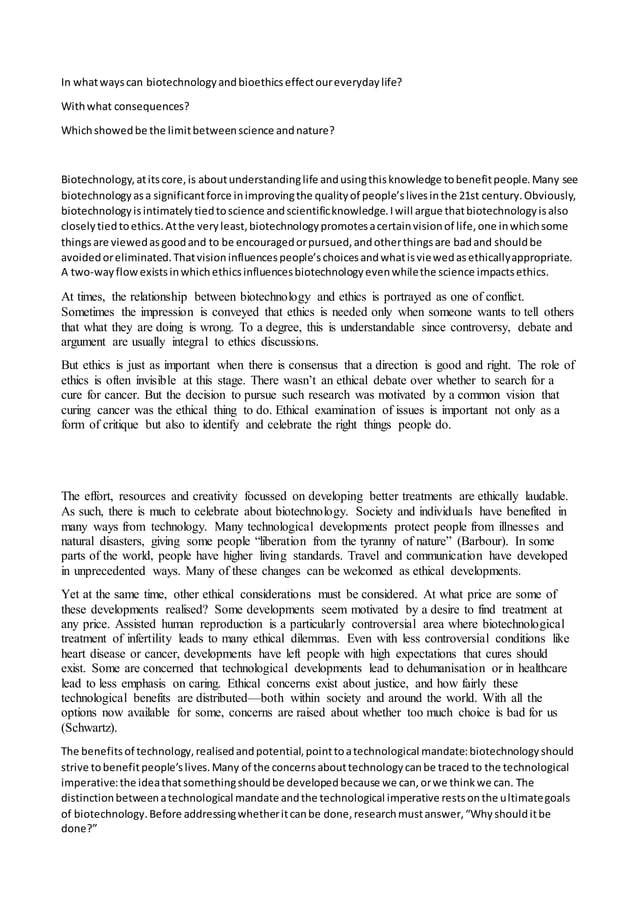 Bioethics and Biotechnology | PDF