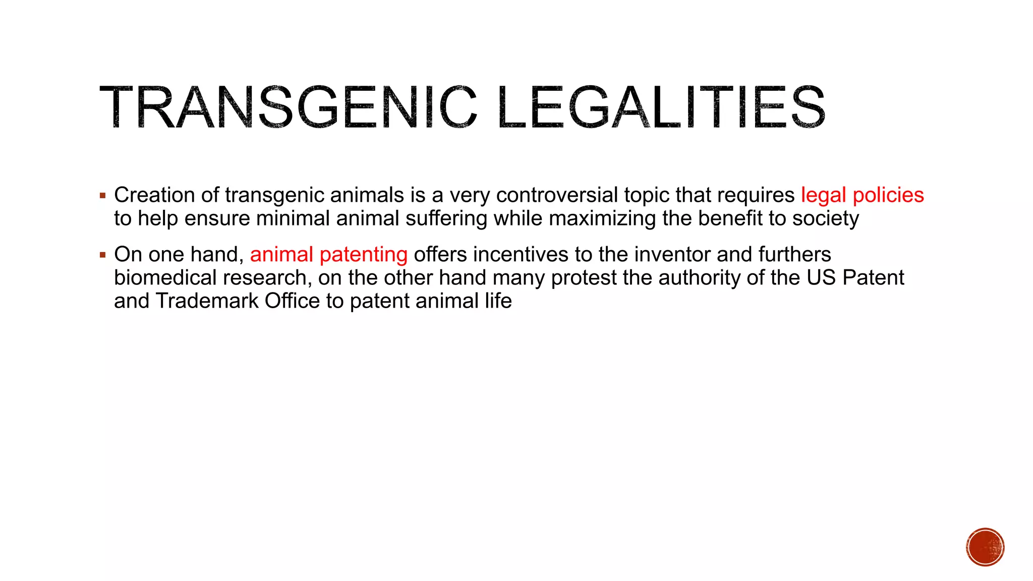 Bioethics associated with transgenic animals.pptx