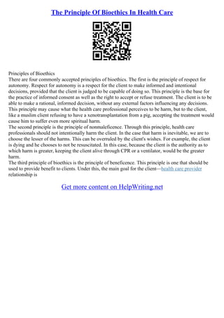 Bioethics Essay | PDF | Medical Health