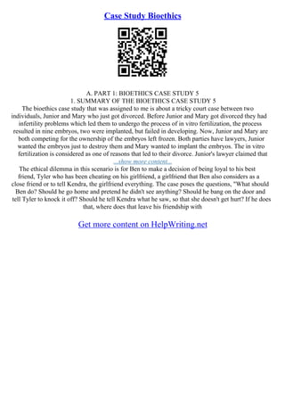 Bioethics Essay | PDF | Medical Health