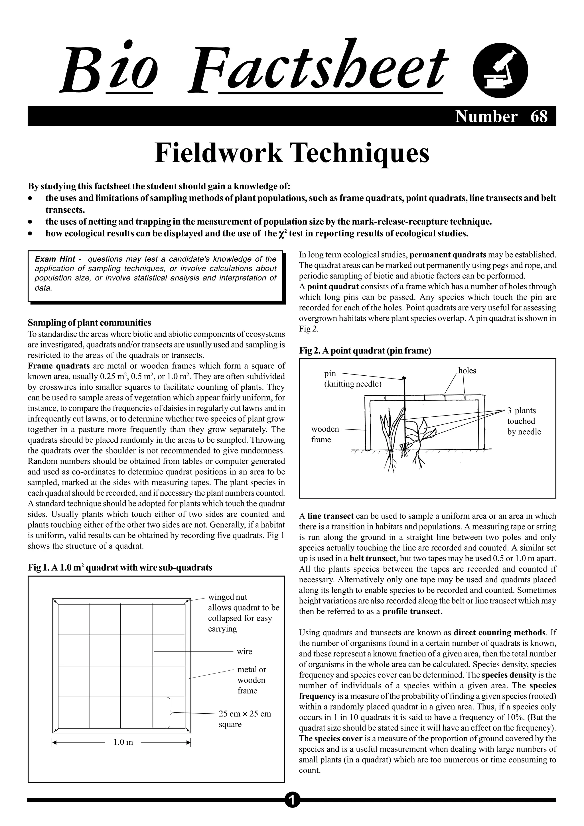 Biofactsheet fieldworktech | PDF