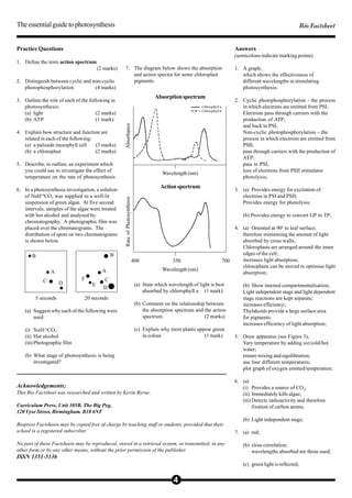 Biofactsheet photosynthesisguide | PDF