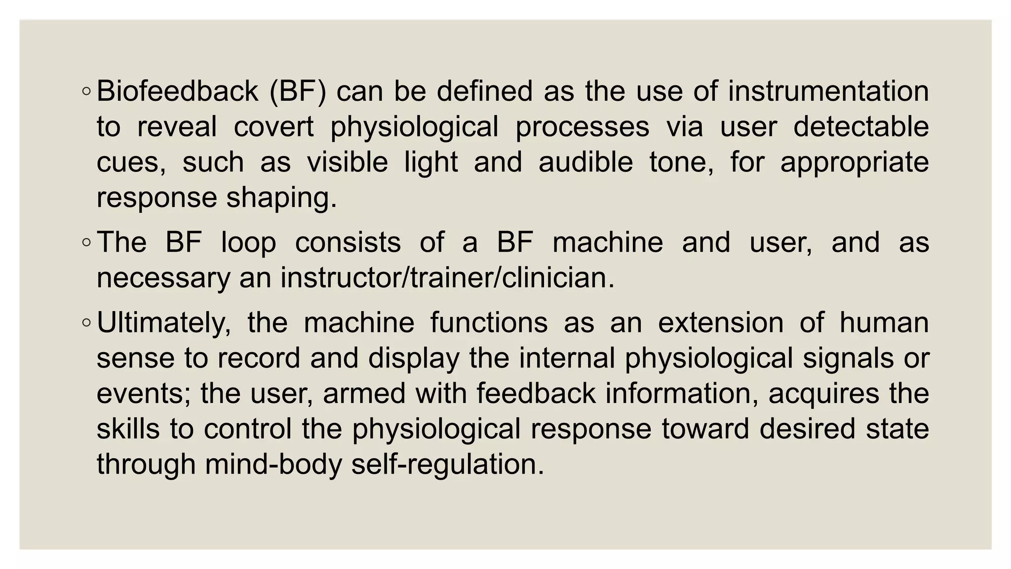 Biofeedback in neurorehabilitation by arfa sulthana | PPTX