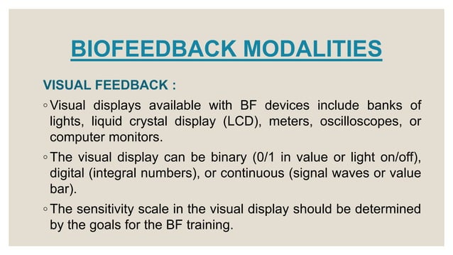 Biofeedback in neurorehabilitation by arfa sulthana | PPTX