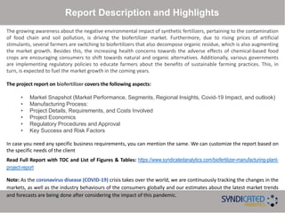 Biofertilizer Manufacturing Plant Project Report PPT 2021-2026 | PPTX