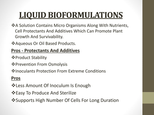 Formulations Of Biofertilizers | PPTX