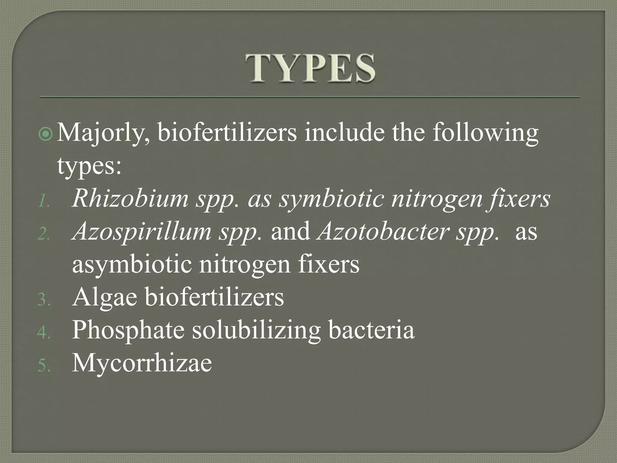 Biofertilizers ppt | PPTX