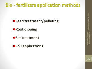 Biofertilizers production and their applications | PPTX