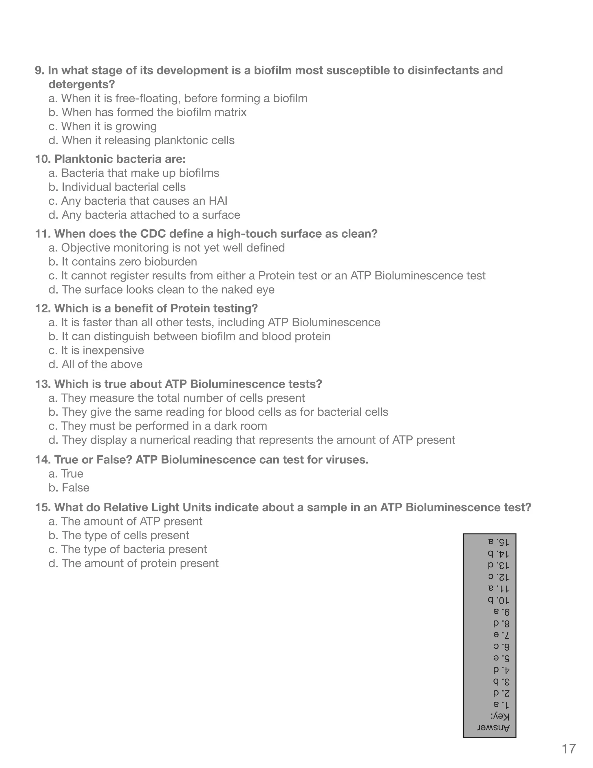 Getinge ATP Biofilm Course Booklet & Test | PDF