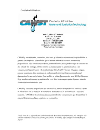 Biofiltro de arena cawst | PDF