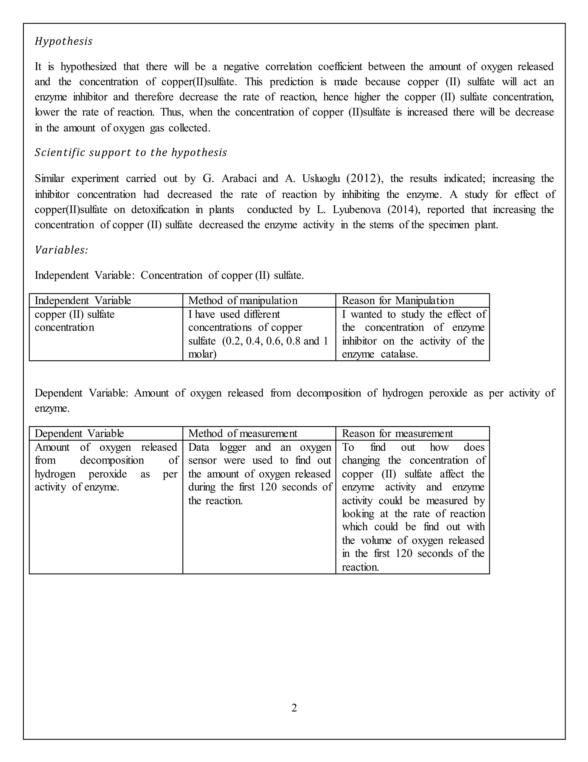 Biology internal assessment ibdp | DOCX