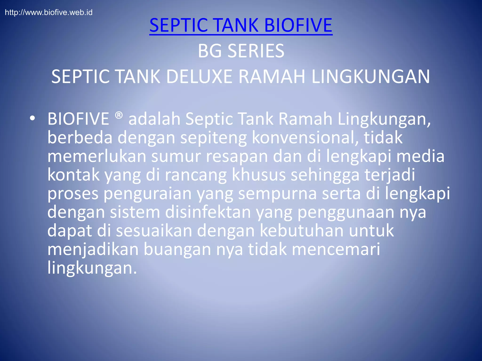 Biofive, septic tank biofive, bg series, lc series, bc series, tangki ...