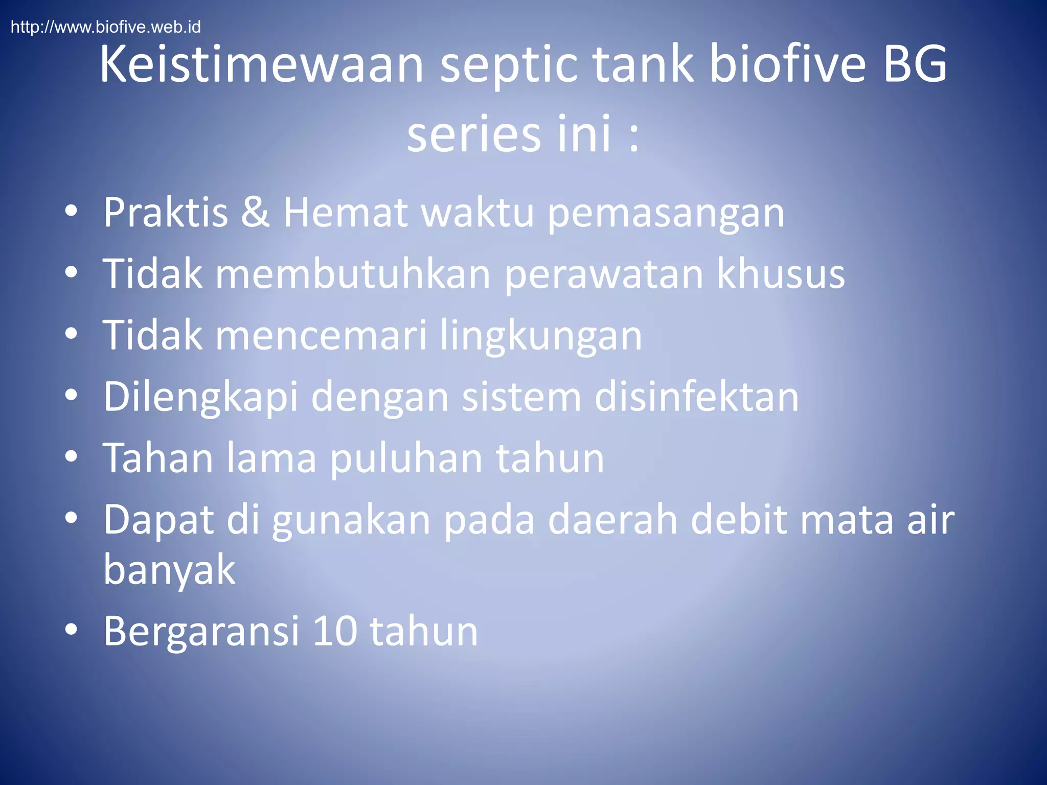 Biofive, septic tank biofive, bg series, lc series, bc series, tangki ...