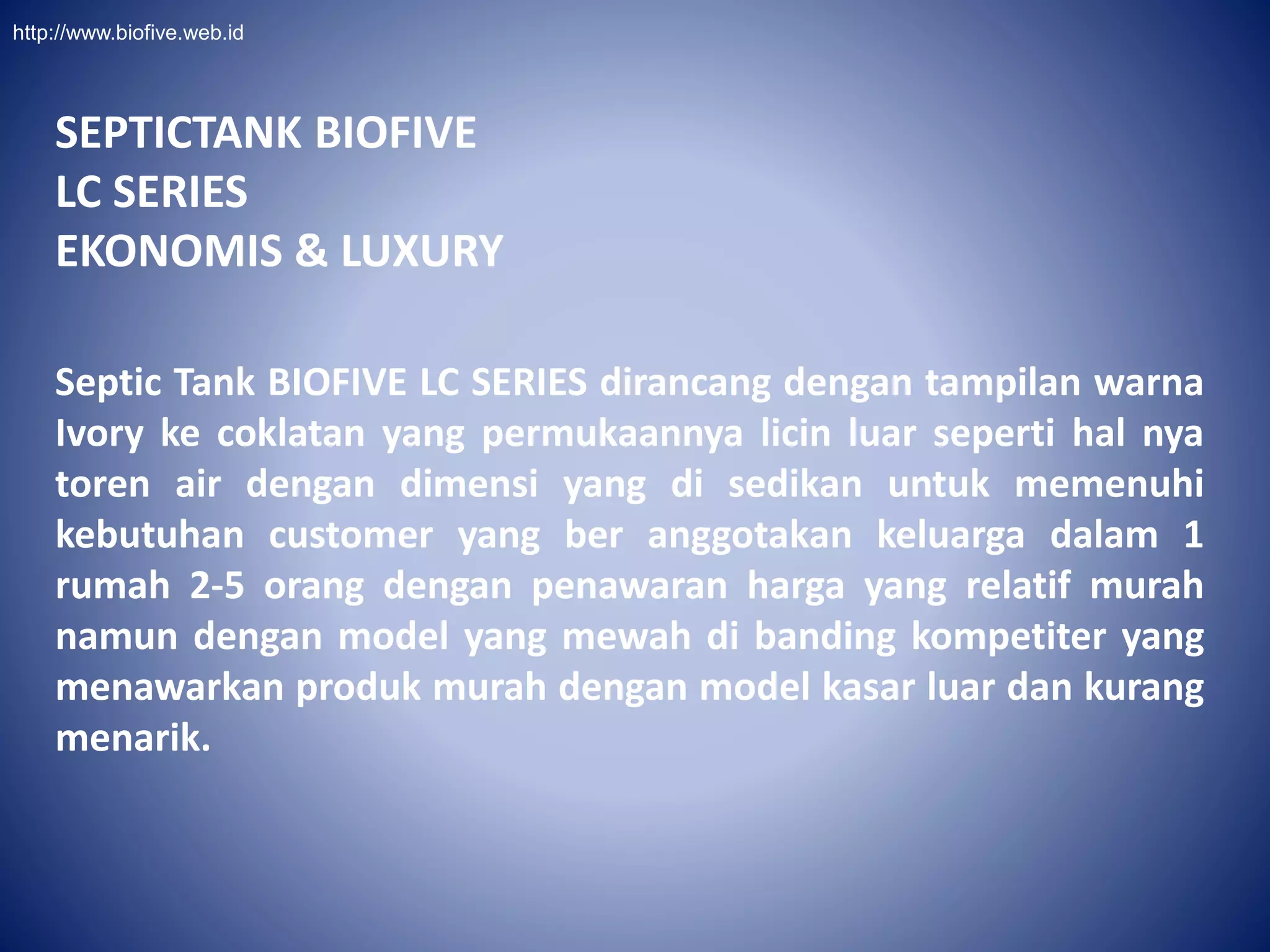 Biofive, septic tank biofive, bg series, lc series, bc series, tangki ...