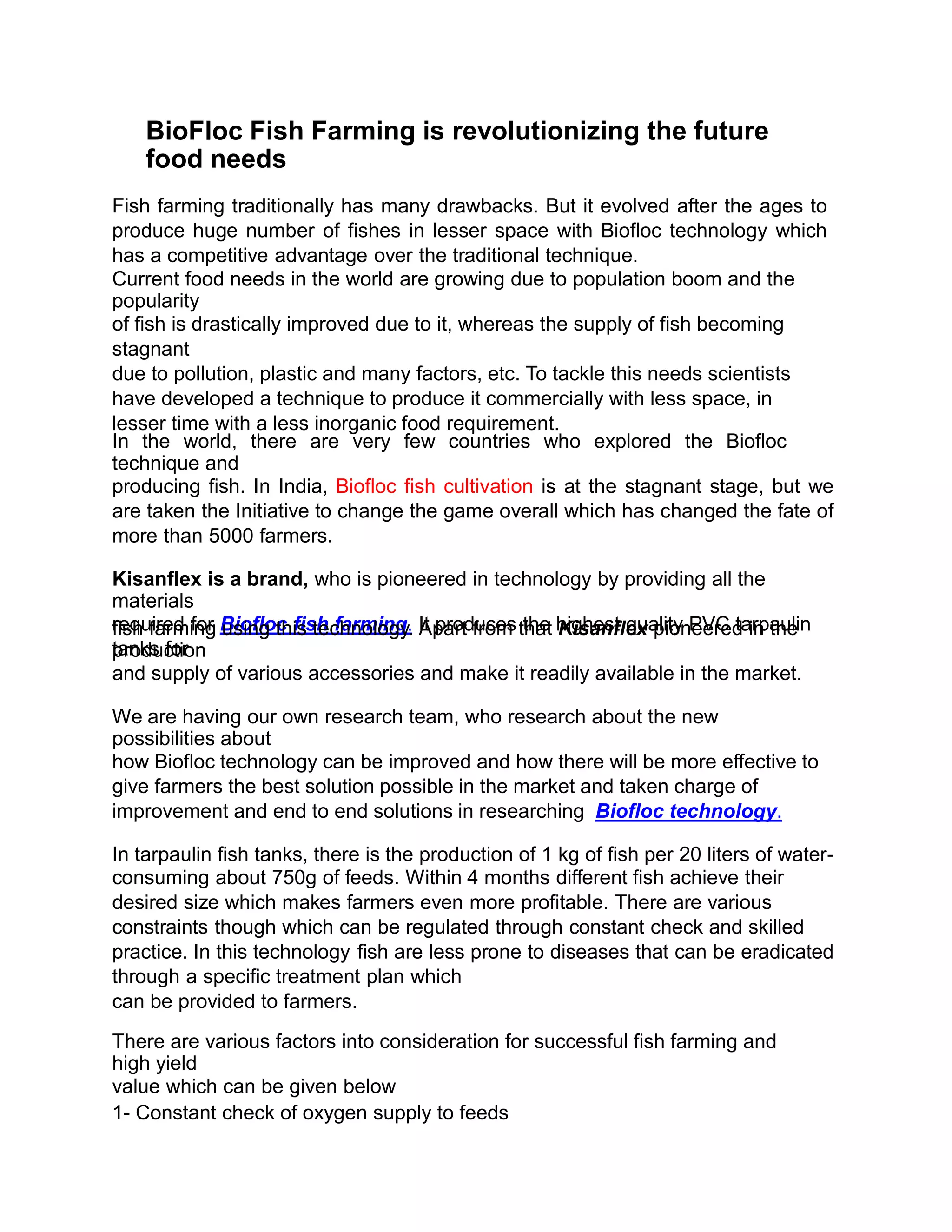 Bio floc fish farming is revolutionizing the future food needs | PDF ...