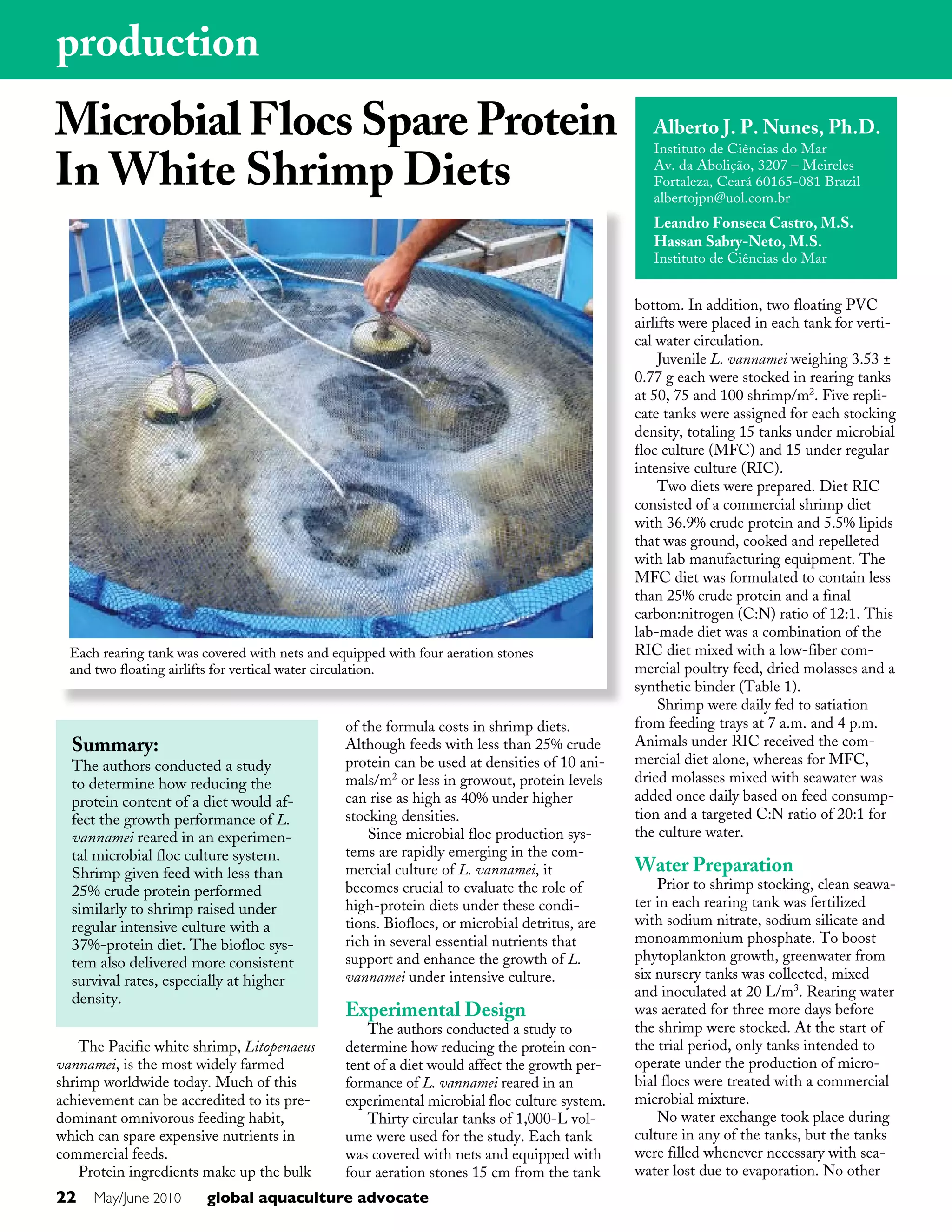 Microbial Flocs Spare Protein In White Shrimp Diets | PDF