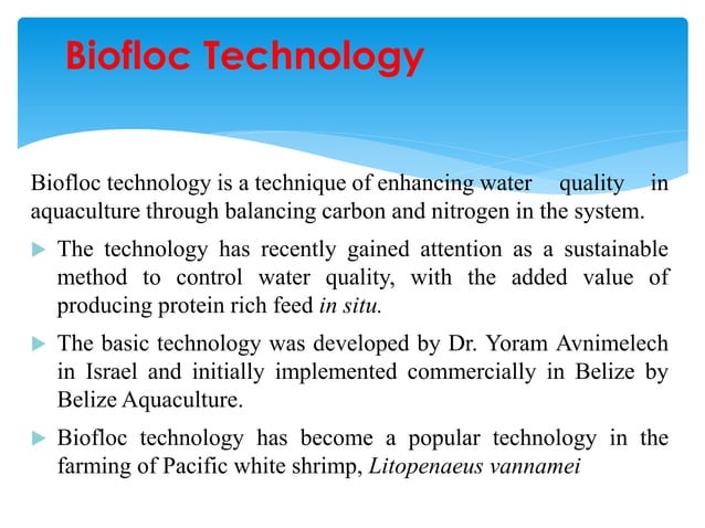 Biofloc Technology in aquaculture | PPT