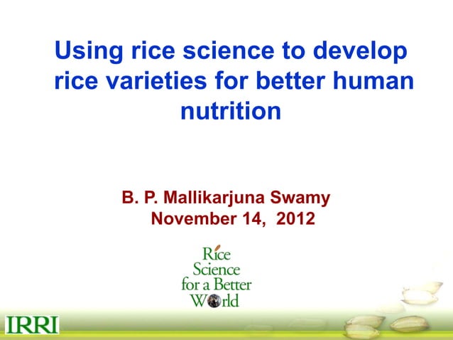 Biofortification of rice - swamy | PPT