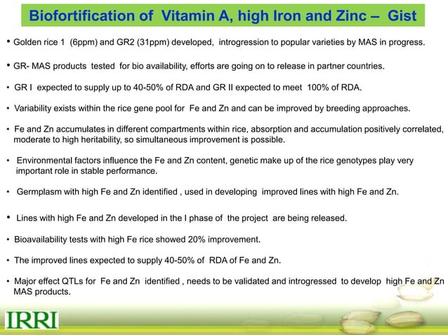 Biofortification of rice - swamy | PPT