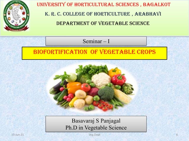Biofortification of vegetable crops | PDF | Agriculture | Industries