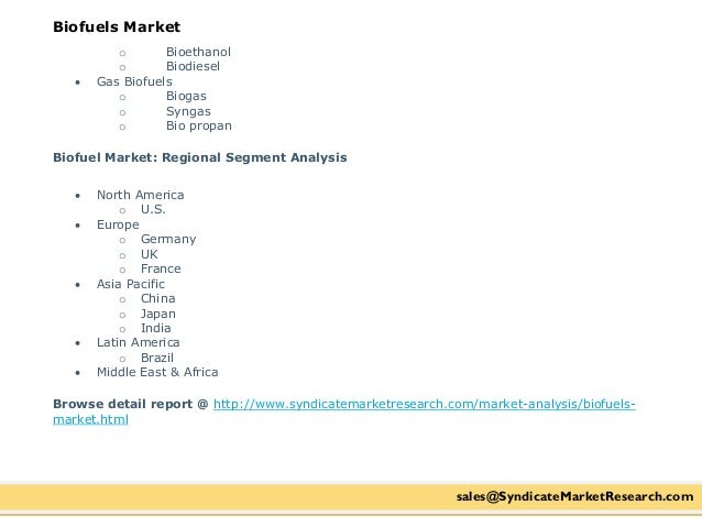 Biofuels Market: Volume Forecast and Value Chain Analysis 2015-2020